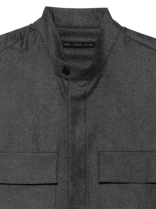 LOW BRAND Band-collar Chest-pocket Shirt