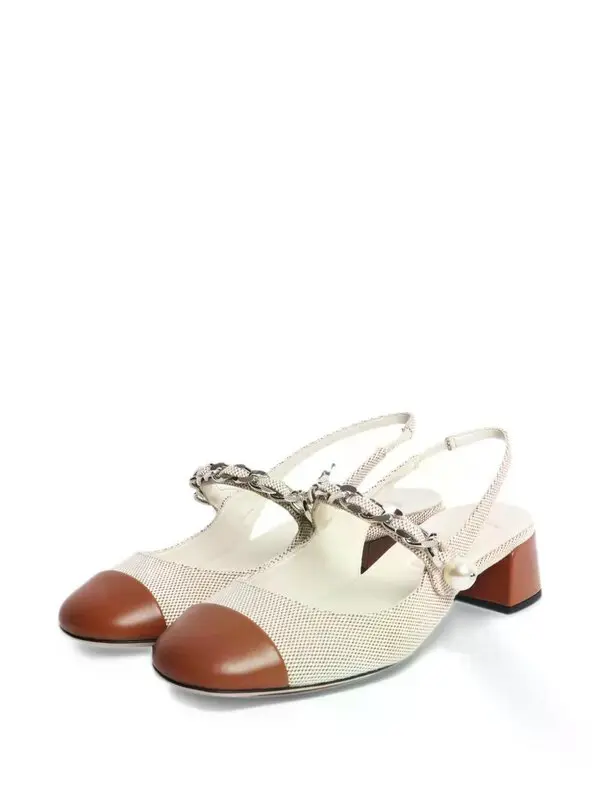 Miu Miu Cap-toe Chain-strap Slingback Pumps