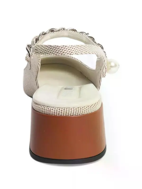 Miu Miu Cap-toe Chain-strap Slingback Pumps
