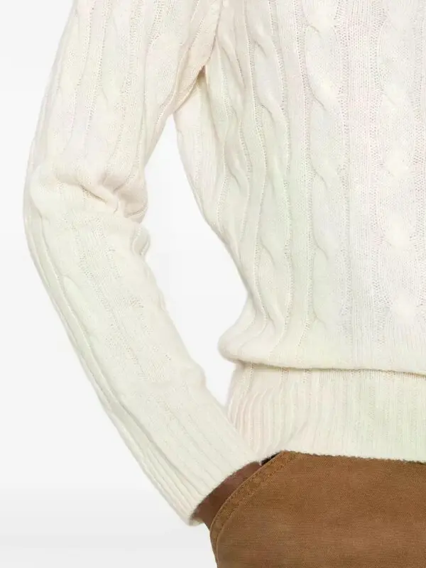 Sporty & Rich Ivan Cable-knit V-neck Sweater