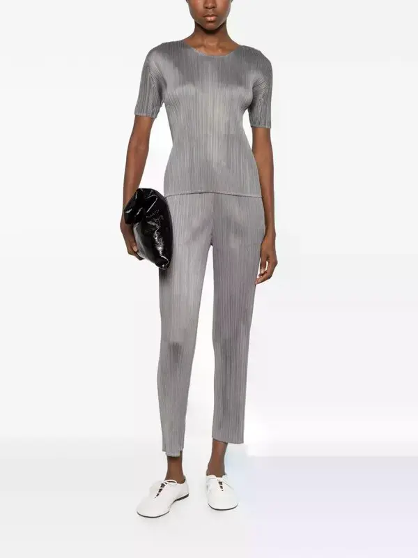 Issey Miyake Pleated Short-sleeve T-shirt - Grey