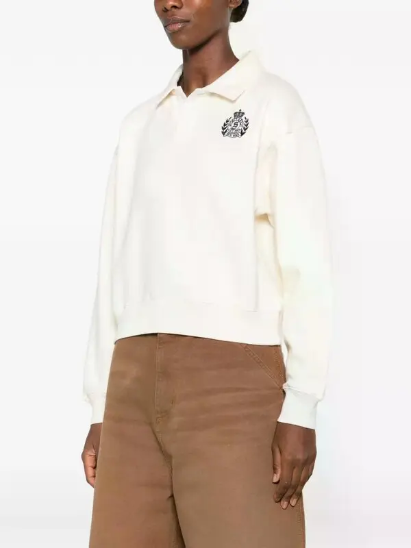 Sporty & Rich Elfa Logo-embroidered Polo-collar Sweatshirt