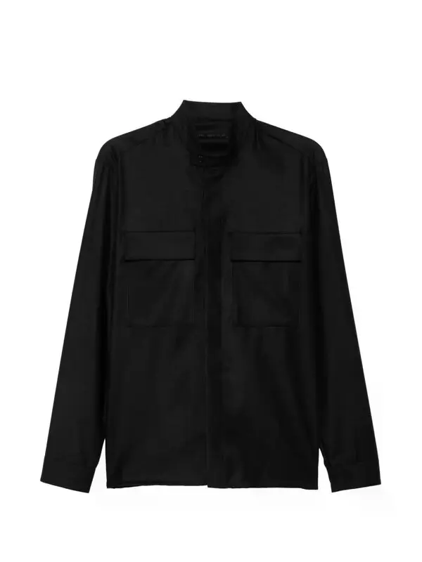 LOW BRAND Mandarin-collar Flap-pocket Shirt