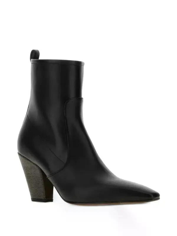 Brunello Cucinelli Monili-embellished Pointed-toe Ankle Boots - Black
