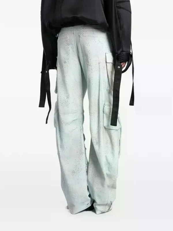 Attico Crystal-embellished Cargo-pocket Jeans