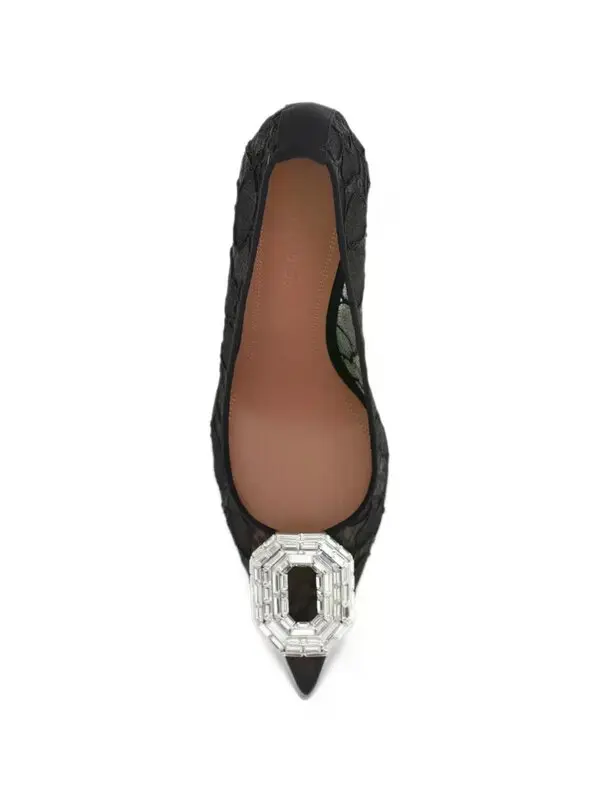 Amina Muaddi Camellia Crystal-embellished Lace Pumps