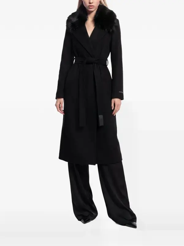 Rudsak Mel Faux-fur-collar Wool Trench Coat - Black