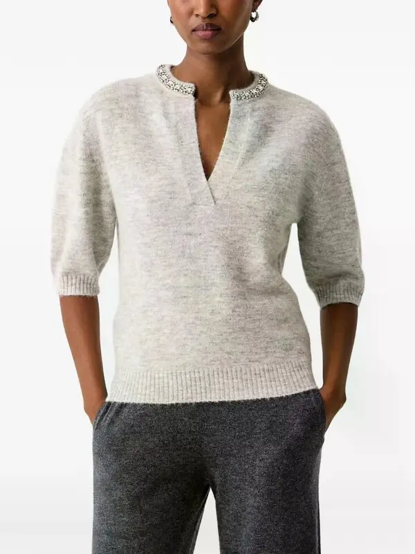 Pinko Crystal-embellished V-neck Sweater