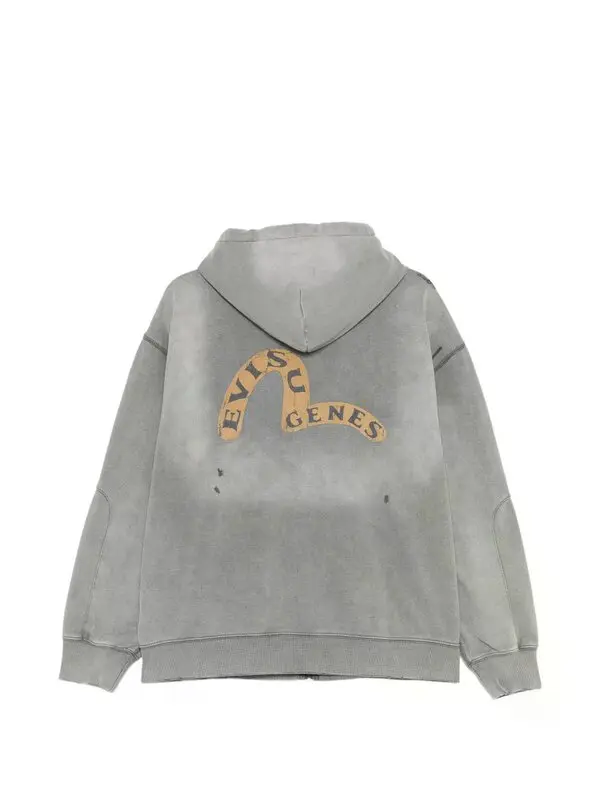EVISU Distressed Logo-print Hoodie