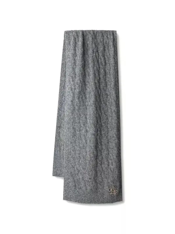 Liu Jo Cable-knit Logo-plaque Scarf - Grey