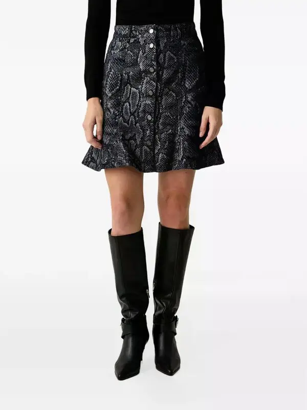 TRUSSARDI Snakeskin-effect Button-front Mini Skirt