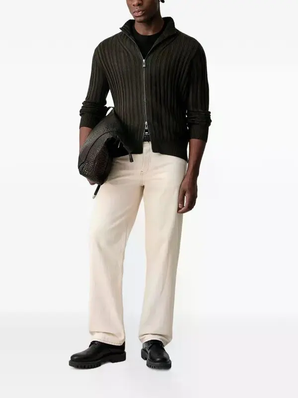 Armani Exchange Ribbed-knit Zip-up Cardigan