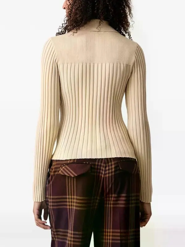 Lola Casademunt Ribbed-knit Zip-up Cardigan - Neutrals