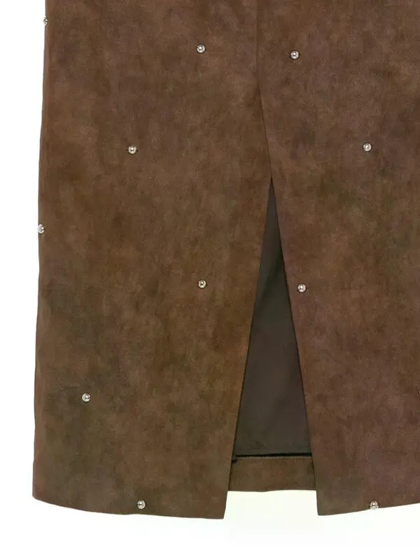 RAME Stud-embellished Suede-effect Midi Skirt
