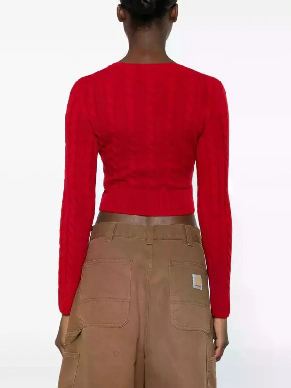 Sporty & Rich Jala Cable-knit Cropped Sweater