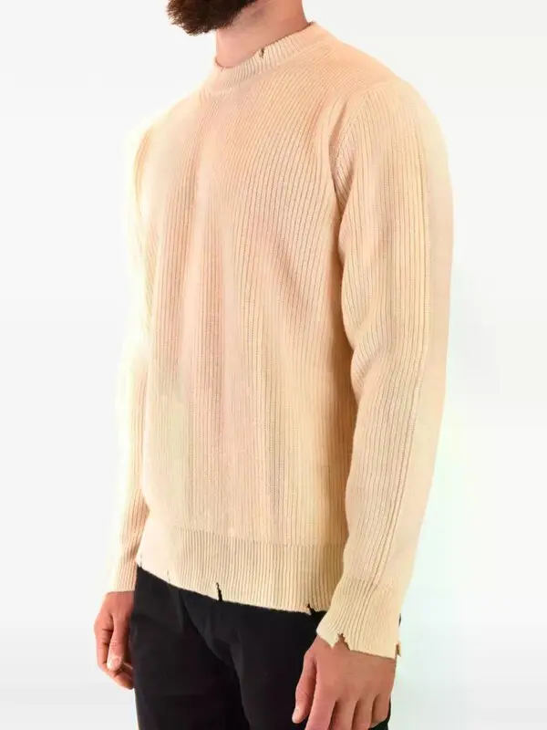 LANEUS Ripped-effect Ribbed-knit Sweater