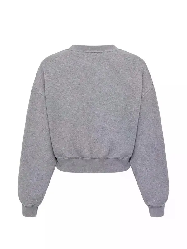 Sporty & Rich Serif-logo Embroidered Cropped Sweatshirt