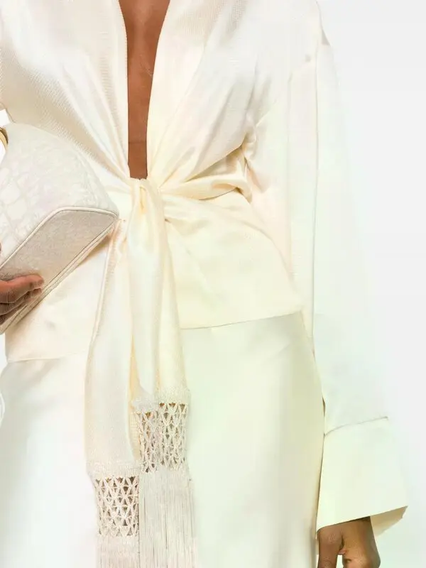 Andamane Fringe-trim Tie-front Blouse