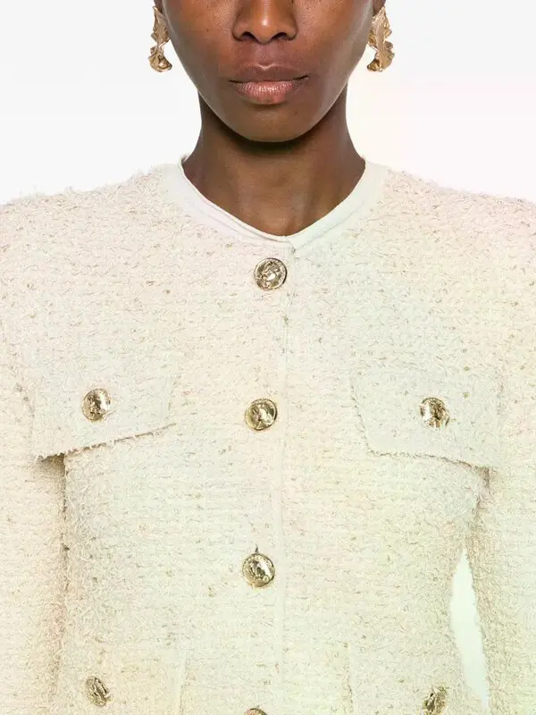 Balmain Bouclé-knit Frayed Jacket