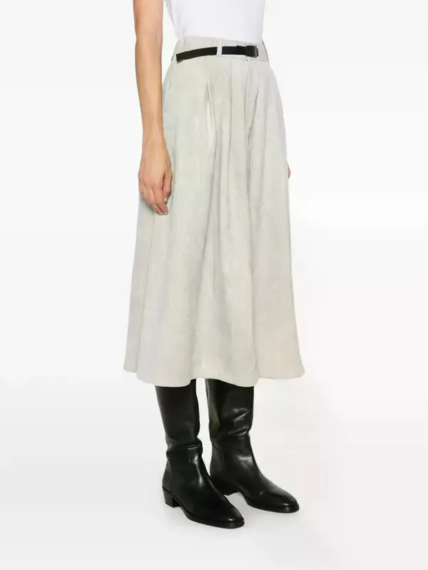 SNOW PEAK Belted Corduroy Midi Skirt