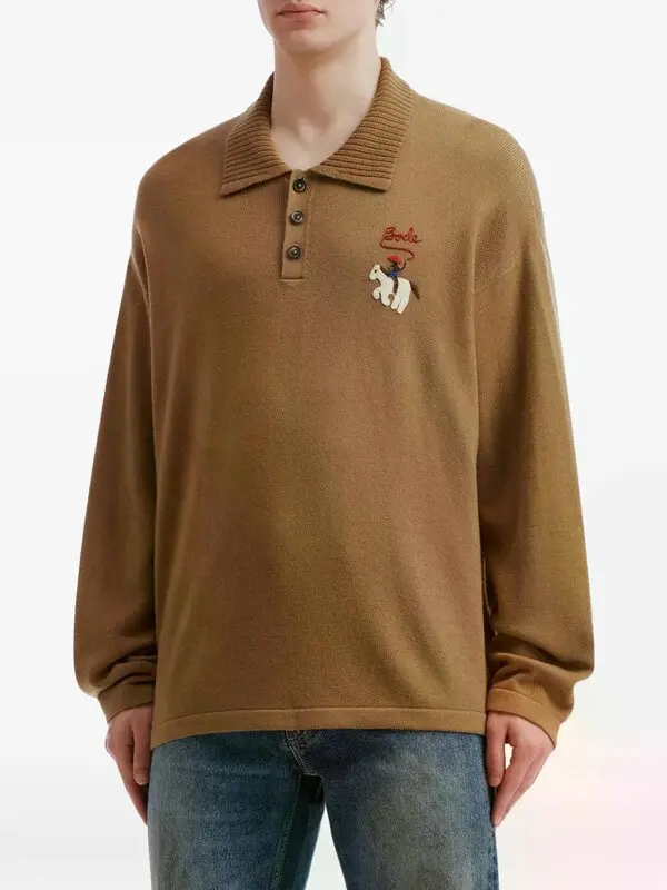 BODE Embroidered Polo Sweater