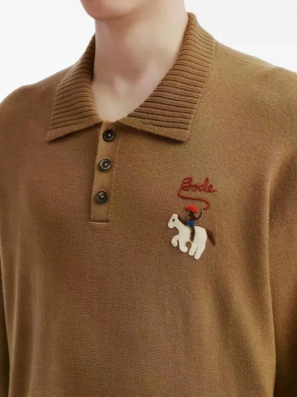 BODE Embroidered Polo Sweater