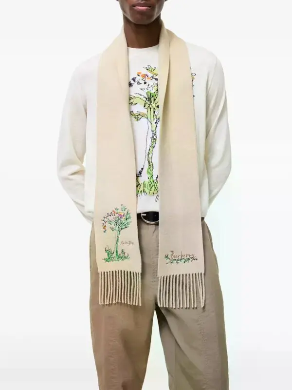 Burberry Narrow Brave Little Tree Cashmere Scarf