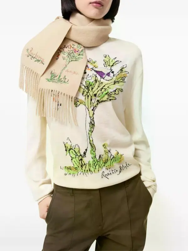 Burberry Narrow Brave Little Tree Cashmere Scarf