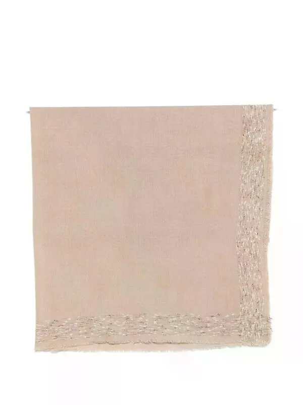 Faliero Sarti Fringed Bouclé-trim Scarf
