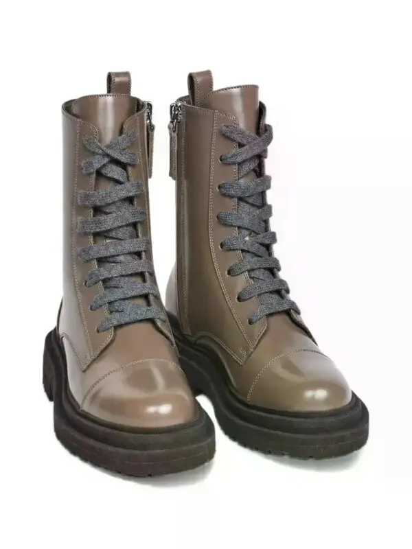 Brunello Cucinelli Lace-up Leather Boots
