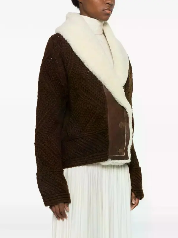Ermanno Scervino Shearling-trim Chunky-knit Jacket