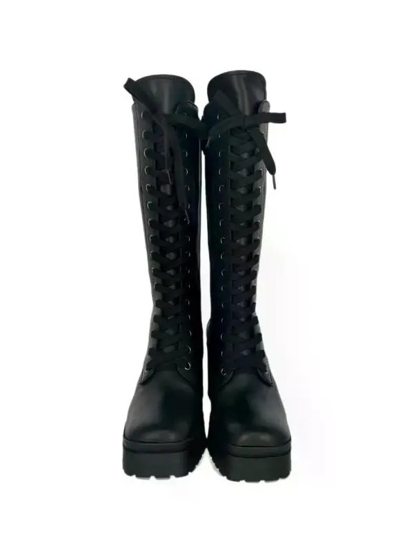 Miu Miu Lace-up Knee-high Boots