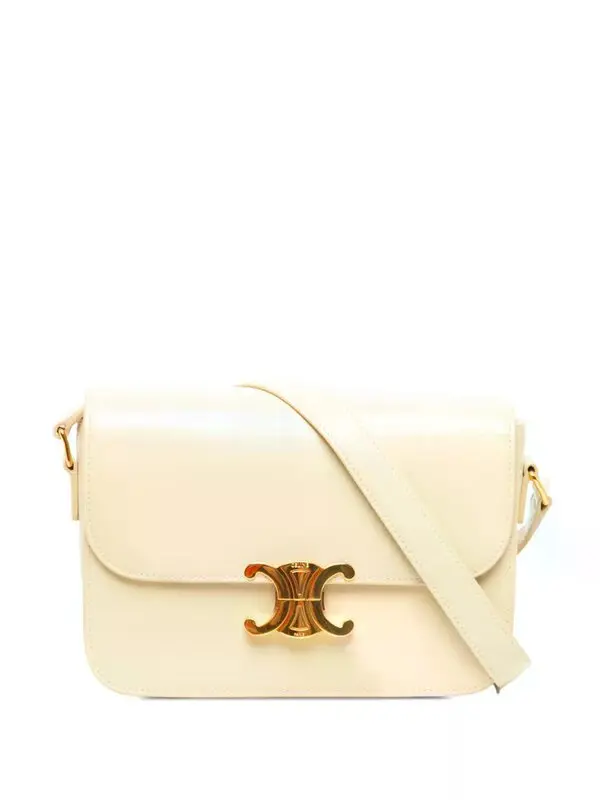Celine 2024 Classique Shiny Calfskin Triomphe Crossbody Bag