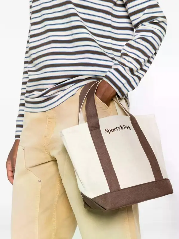 Sporty & Rich Mini Logo-embroidered Tote Bag