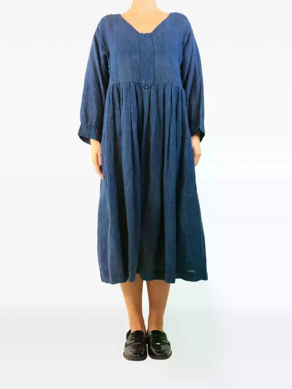 DOSA Long-sleeve Pleated Midi Dress