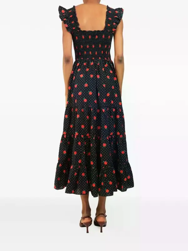 Rixo Polka-dot Floral-print Maxi Dress