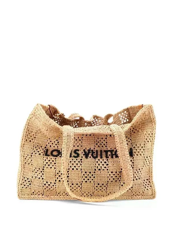 LOUIS VUITTON Summer Shopper Embroidered Raffia Mm Tote Bag - Neutrals