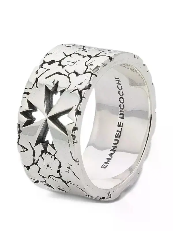 Emanuele Bicocchi Cracked-effect Cross Ring