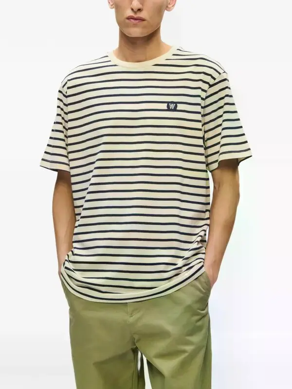 Wood Wood Striped Logo-patch T-shirt