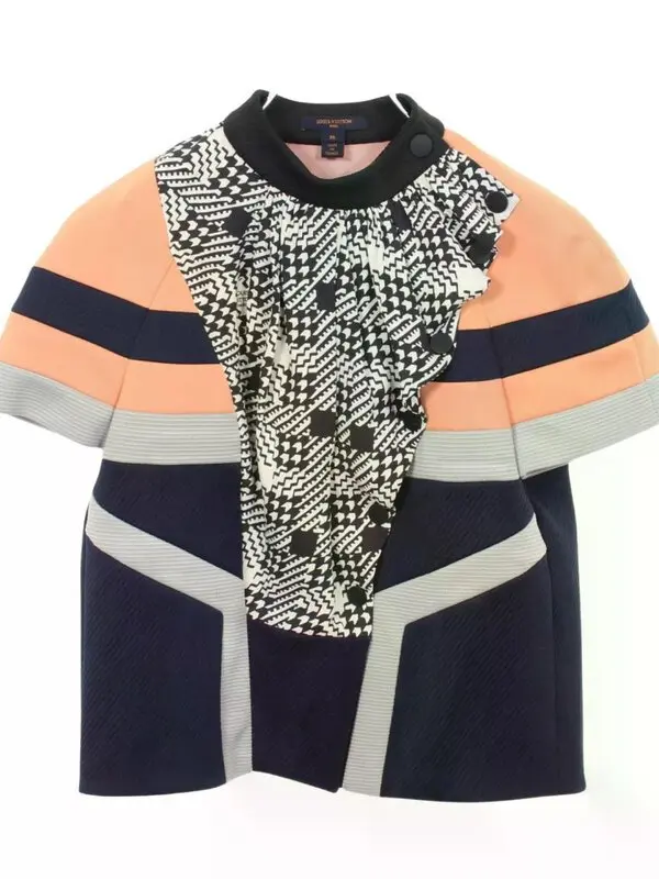LOUIS VUITTON 2000s Color-block Ruffle-trim Blouse