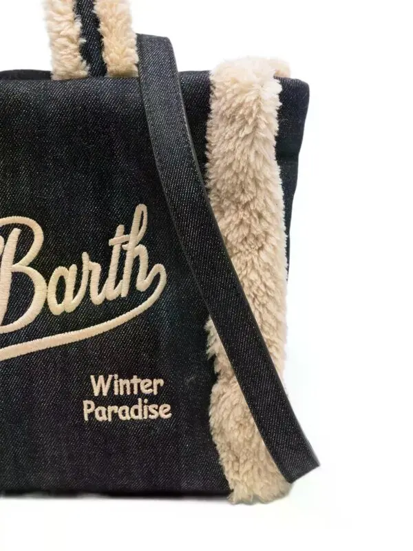 MC2 SAINT BARTH Colette Faux-shearling Denim Tote Bag