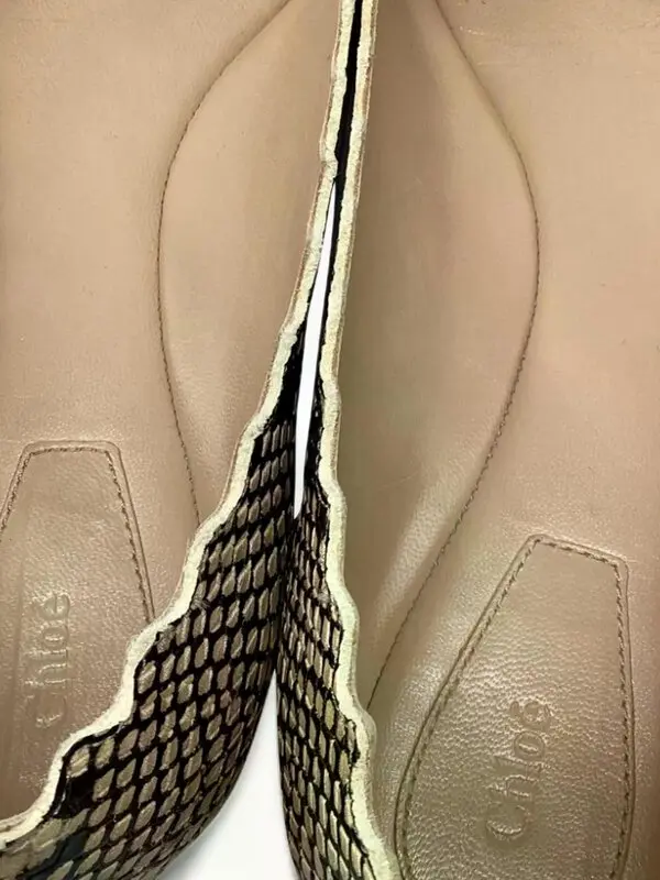 Chloé Scalloped Snakeskin-embossed Ballet Flats