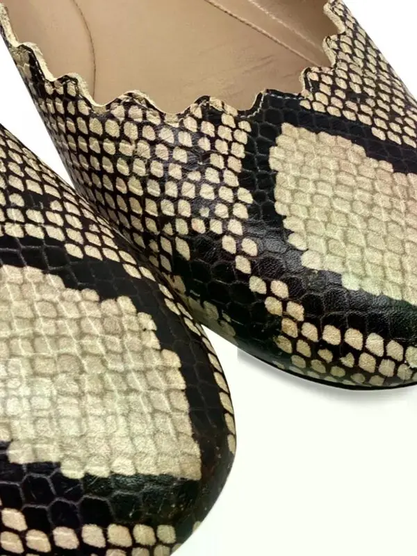 Chloé Scalloped Snakeskin-embossed Ballet Flats