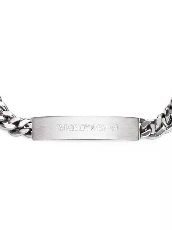 Emporio Armani Logo-engraved Curb-chain Bracelet