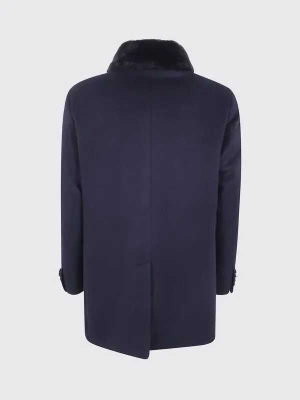 MOORER Single-breasted Knee-length Coat In Wool And Cashmere With Fur Collar