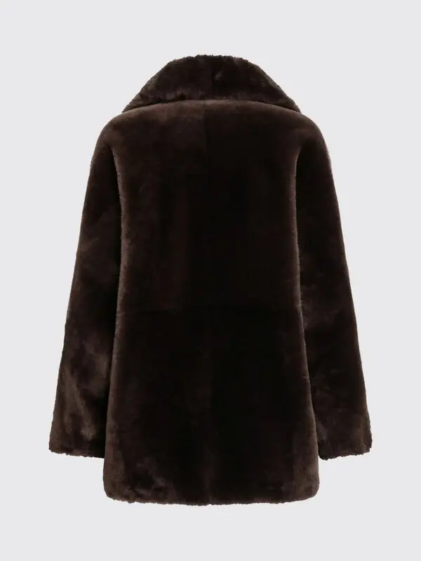 BLANCHA Single-breasted Knee-length Shearling Coat With A Sailor Collar