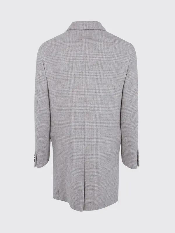 Zegna Tartan Double-breasted Coat In Pure Wool