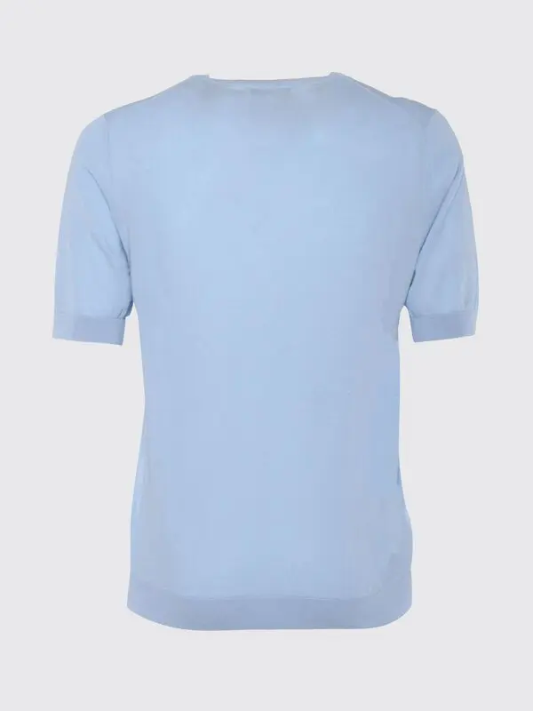 BALLANTYNE Short-sleeved Cotton Crew-neck T-shirt With Ribbed Trims - Gnawed Blue