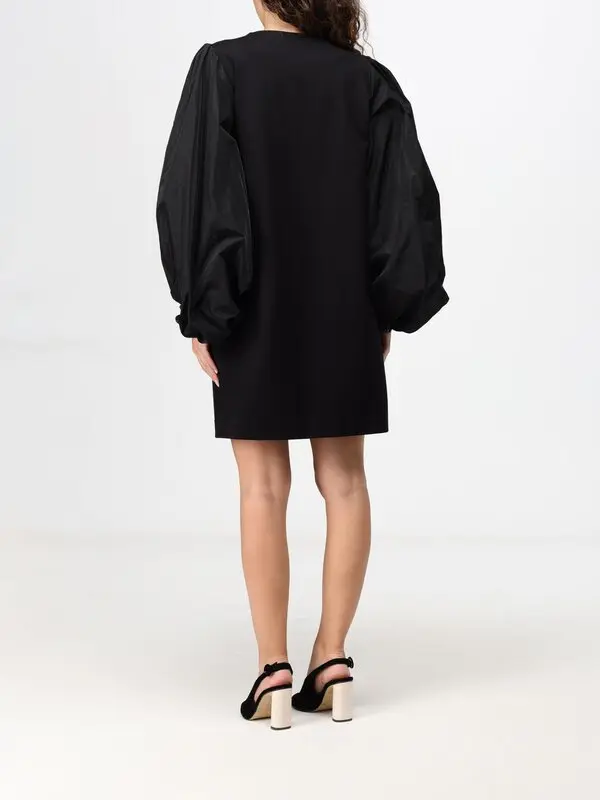 MEIMEIJ V-neck Crêpe Mini Tunic With Balloon Sleeves