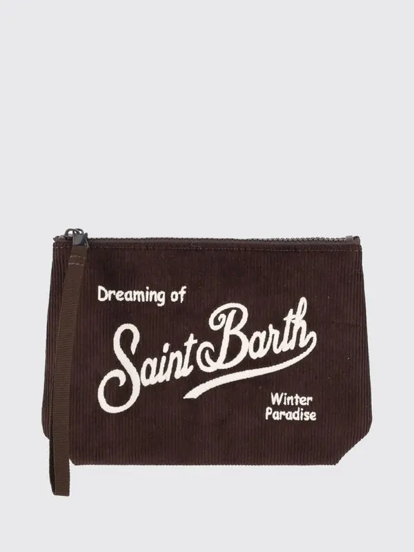 MC2 SAINT BARTH Aline Corduroy Mini Handbag With Embroidered Logo - Brown